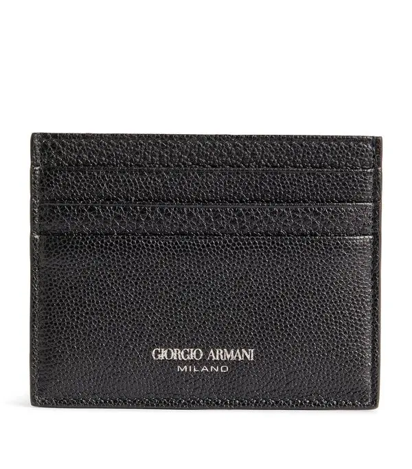 Giorgio Armani Leather Card Holder - Black