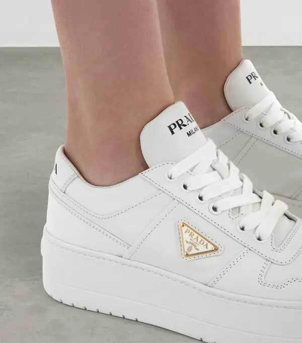 Prada Leather Downtown Sneakers - White