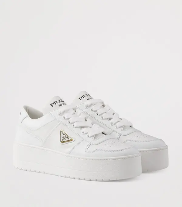 Prada Leather Downtown Sneakers - White