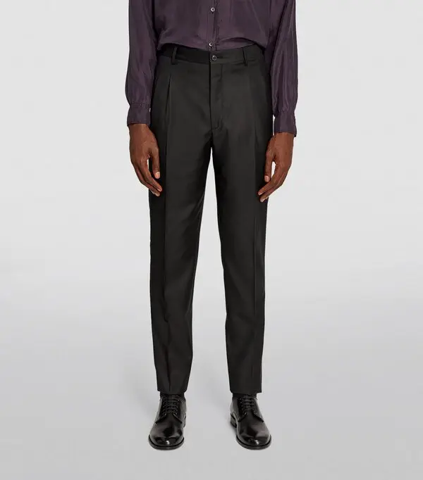Giorgio Armani Wool-cashmere Tailored Trousers - Black