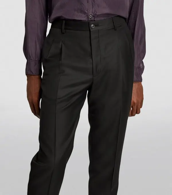 Giorgio Armani Wool-cashmere Tailored Trousers - Black