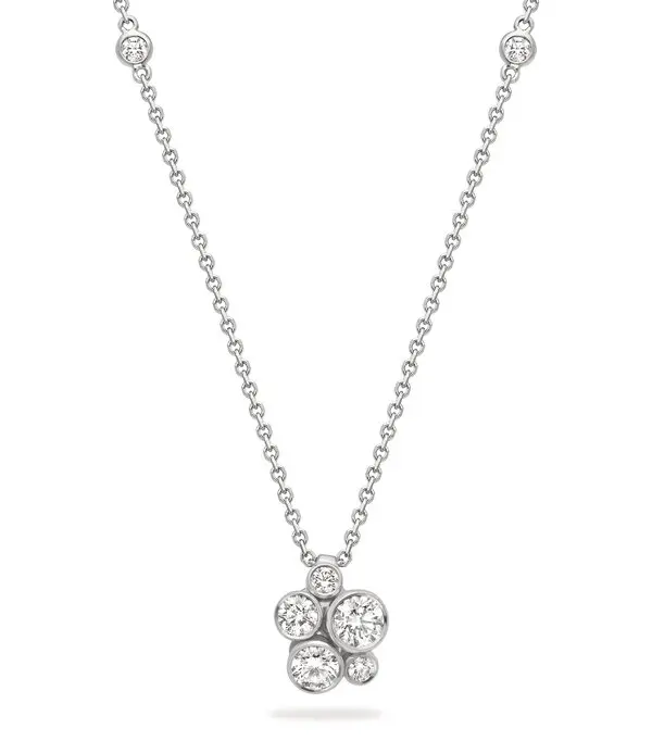 BOODLES Platinum And Diamond Raindance Cluster Pendant - Silver