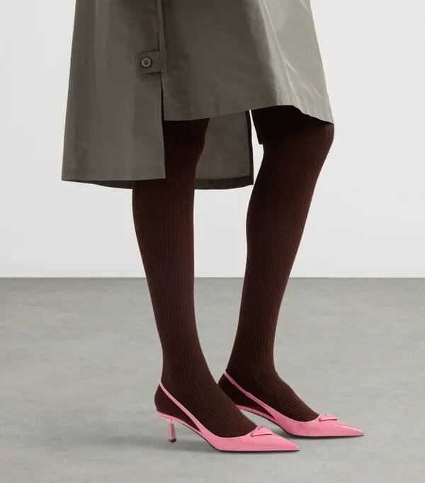 Prada Patent Leather Slingback Pumps - Pink