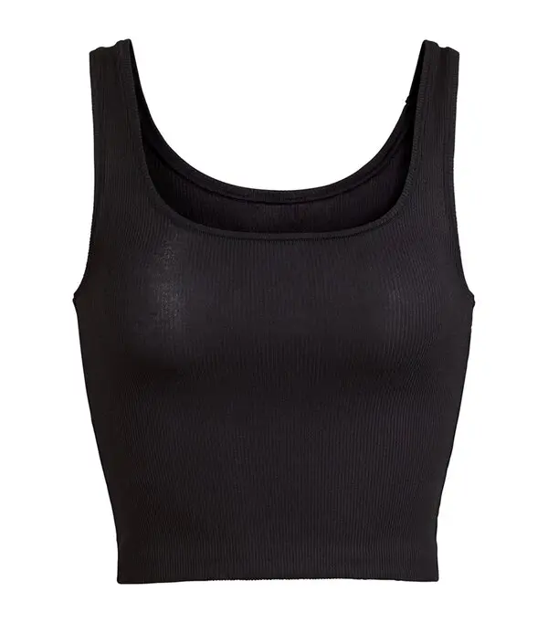 SKIMS Cotton Ribbed Cropped Tank Top - Black