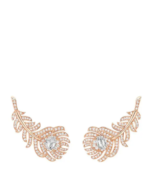 Boucheron Small Plume De Paon Ear Clips - Pink