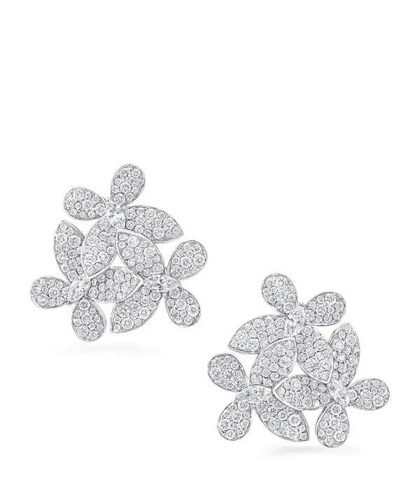 Graff Gold And Diamond Triple Butterfly Clip-on Earrings - White