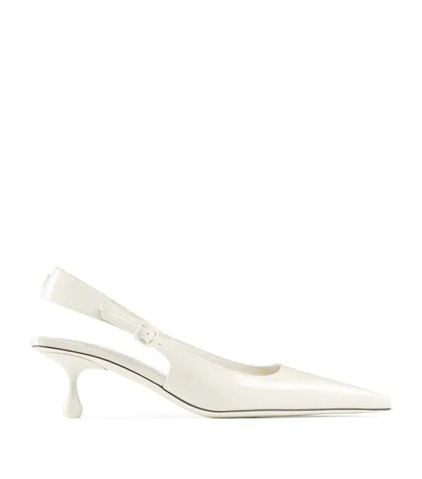 JIMMY CHOO Amel 50 Leather Slingback Pumps - White