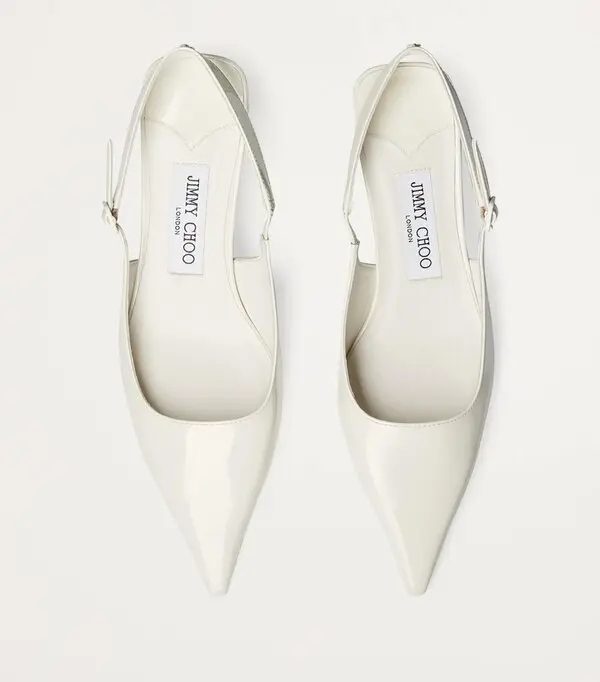 JIMMY CHOO Amel 50 Leather Slingback Pumps - White