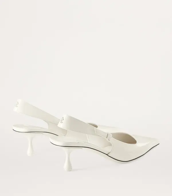 JIMMY CHOO Amel 50 Leather Slingback Pumps - White