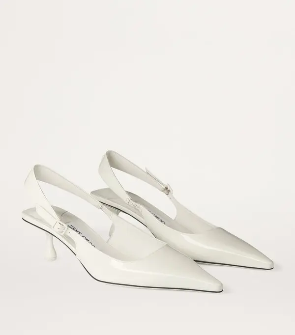JIMMY CHOO Amel 50 Leather Slingback Pumps - White