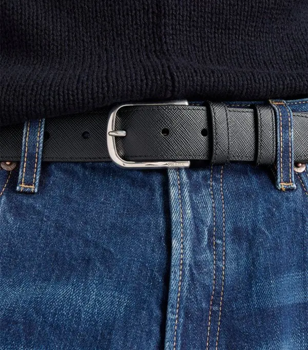 Prada Saffiano Leather Belt - Black