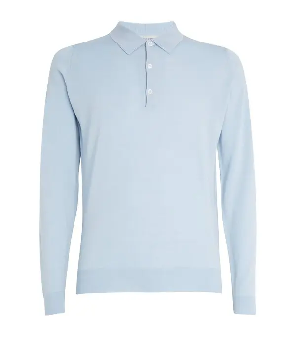 John Smedley Merino Wool Long-sleeve Polo Shirt