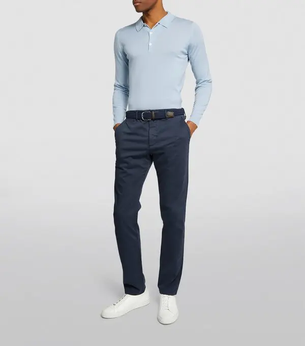 John Smedley Merino Wool Long-sleeve Polo Shirt