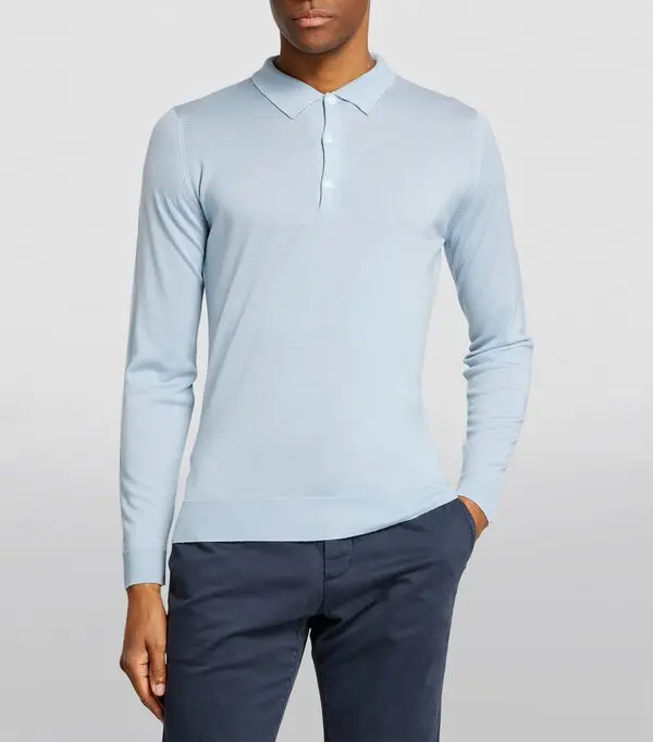 John Smedley Merino Wool Long-sleeve Polo Shirt