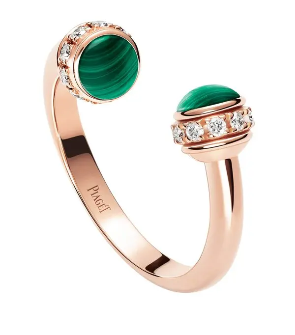 PIAGET Rose Gold, Diamond, And Malachite Possession Ring - Green