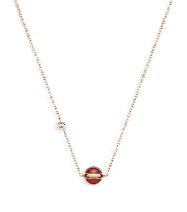 PIAGET Rose Gold And Carnelian Possession Pendant Necklace - Red