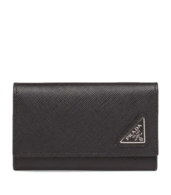 Prada Saffiano Leather Key Case - Black