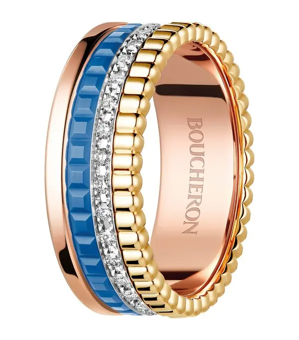 Boucheron Small Mixed Gold And Diamond Quatre Ring
