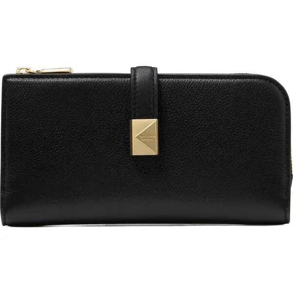Kate Spade New York Deco Pebbled Leather Zip Wallet - Black
