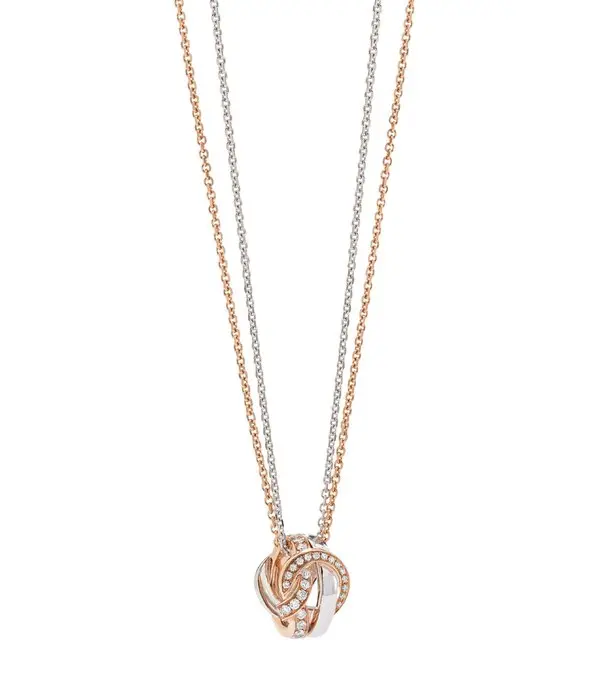 BOODLES Rose And White Diamond Knot Pendant Necklace - Gold