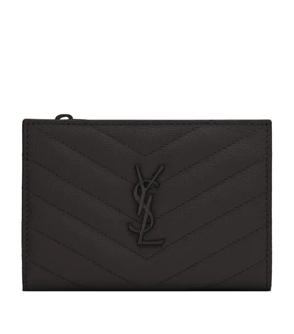 Saint Laurent Quilted Leather Bifold Pouch - Black