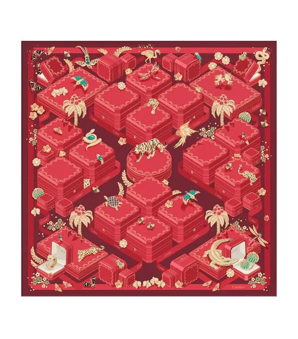 Cartier Silk Jewellery Boxes Scarf