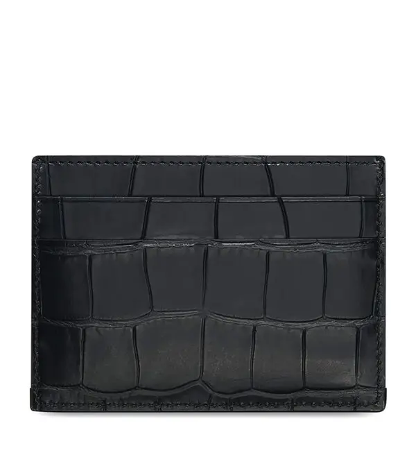 Balenciaga Leather Croc-embossed Card Holder