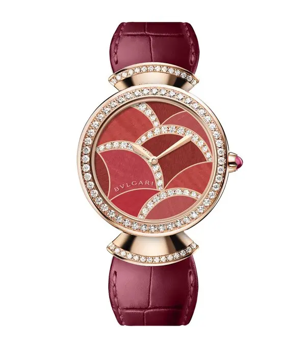 BVLGARI Rose Gold And Diamond Divas' Dream Watch - Red