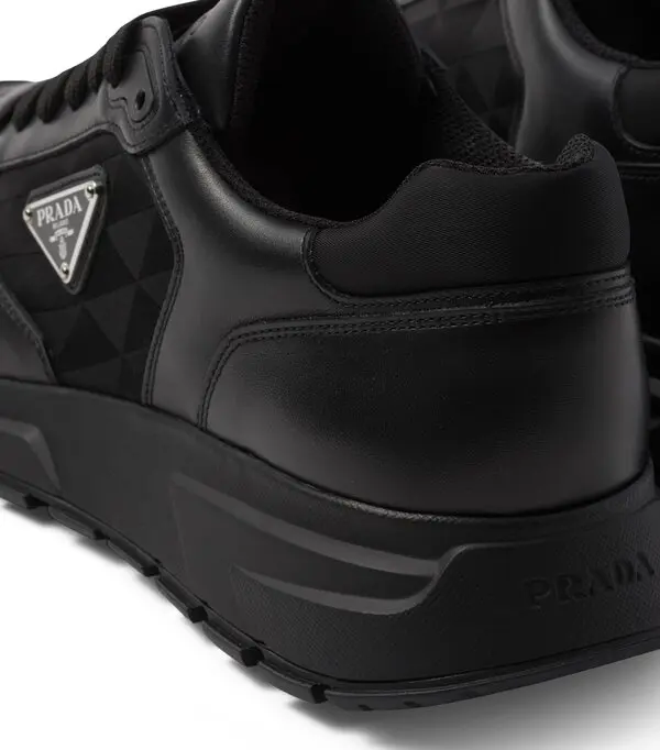 Prada Leather And Re-nylon Sneakers - Black