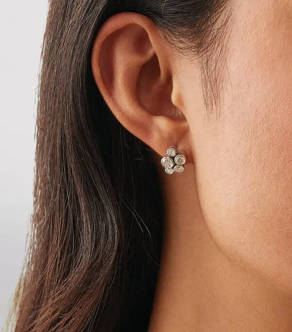 BOODLES Platinum And Diamond Raindance Stud Earrings - Silver