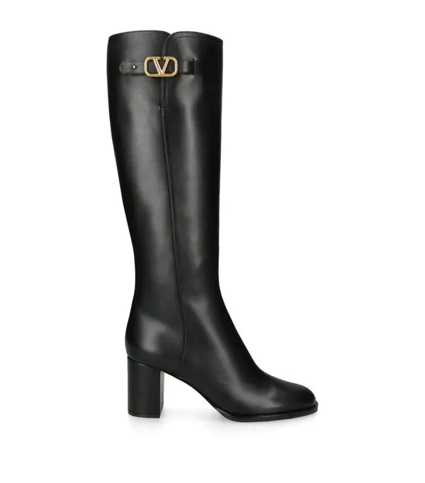 Valentino Garavani Leather Vlogo Knee-high Boots