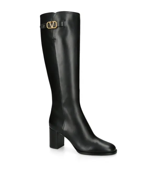 Valentino Garavani Leather Vlogo Knee-high Boots