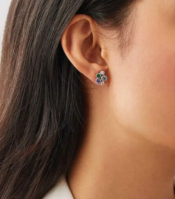 BOODLES White And Diamond Raindance Watercolour Cluster Stud Earrings