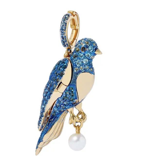 Annoushka Yellow Diamond, Topaz And Sapphire Bluebird Locket Charm - Gold