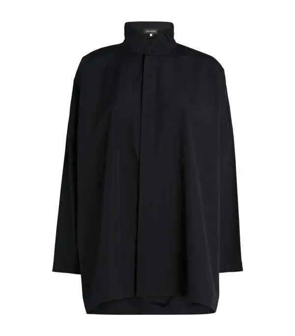 Eskandar Cotton Shirt With Double Stand-collar