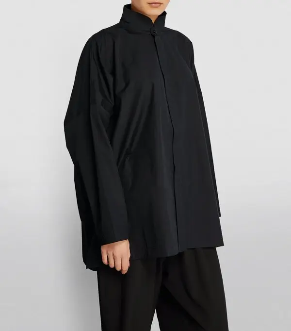 Eskandar Cotton Shirt With Double Stand-collar