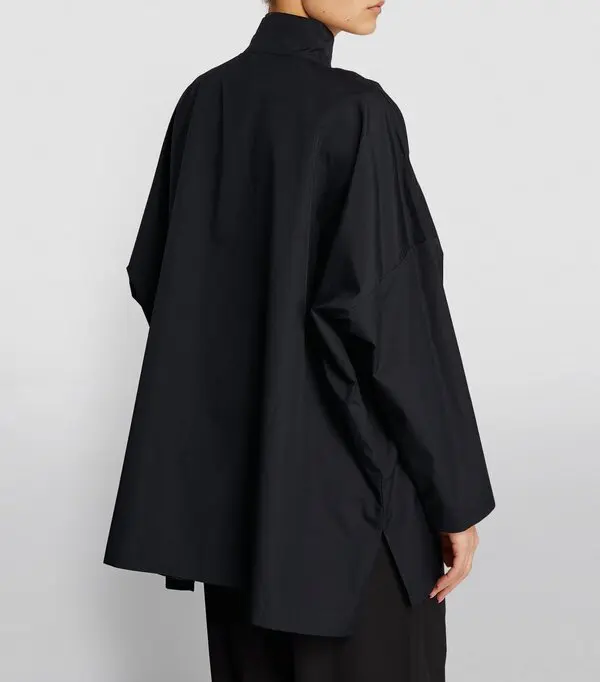 Eskandar Cotton Shirt With Double Stand-collar