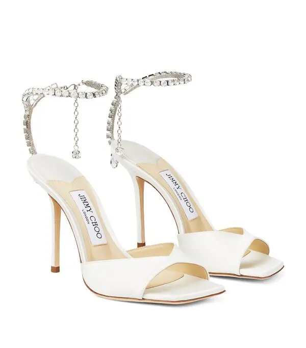 JIMMY CHOO Saeda 100 Satin Sandals - Ivory