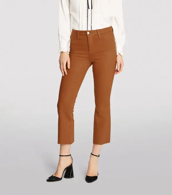 L'Agence Kendra Cropped Flared Jeans With Raw Hems