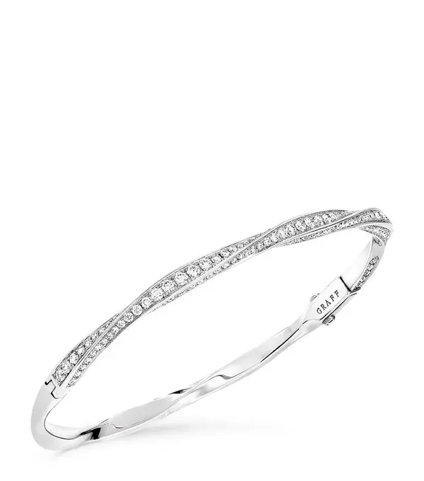 Graff Gold And Diamond Spiral Bangle - White