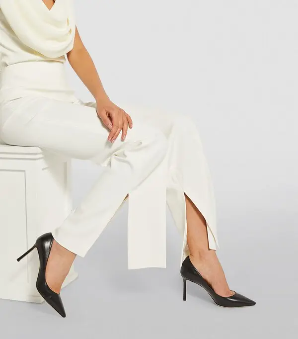 JIMMY CHOO Romy 85 Leather Pumps - Black
