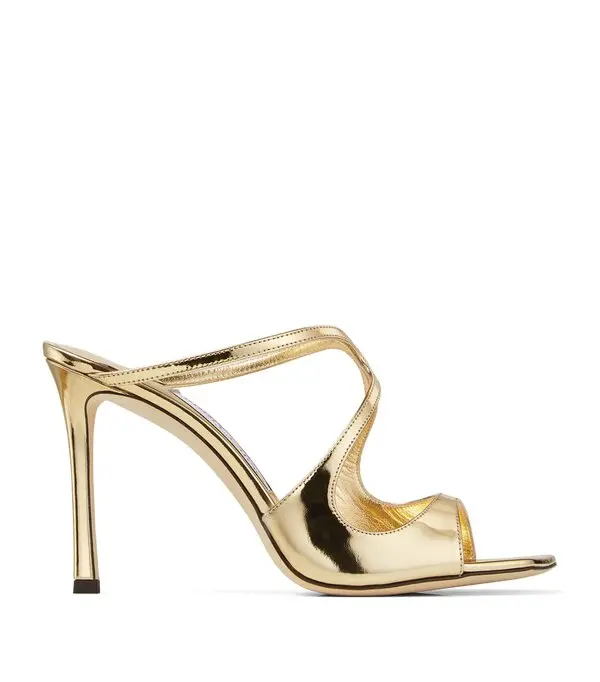 JIMMY CHOO Anise 95 Leather Sandals - Gold