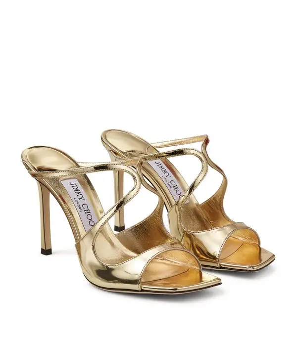 JIMMY CHOO Anise 95 Leather Sandals - Gold