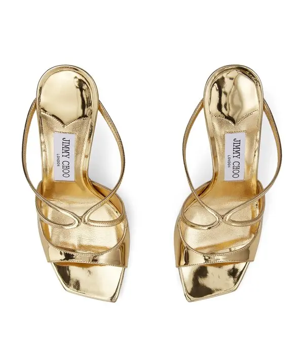 JIMMY CHOO Anise 95 Leather Sandals - Gold