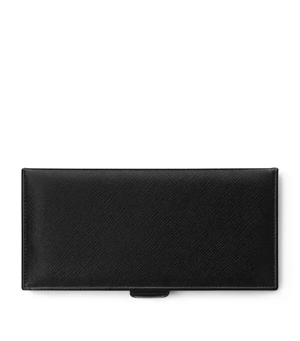 Smythson Leather Panama Cufflink Box - Black