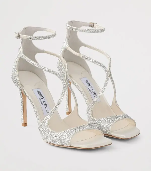 JIMMY CHOO Azia 95 Embellished Sandals - Ivory