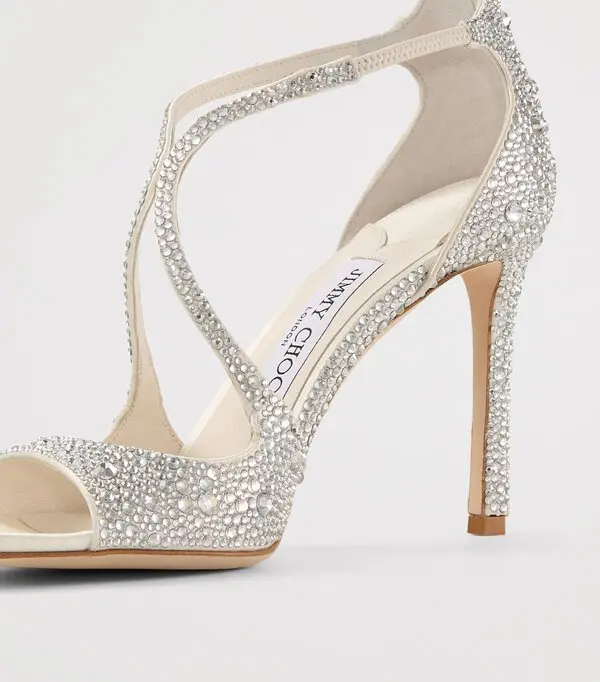 JIMMY CHOO Azia 95 Embellished Sandals - Ivory