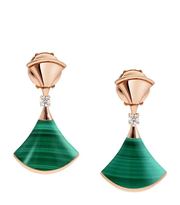 BVLGARI Diamond And Malachite Divas’ Dream Earrings - Rose Gold