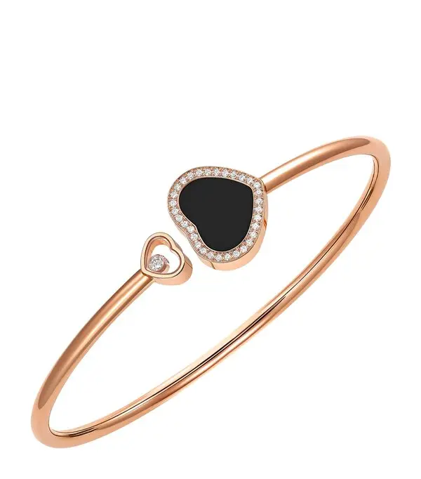 Chopard Diamond And Onyx Happy Diamonds Bangle - Rose Gold