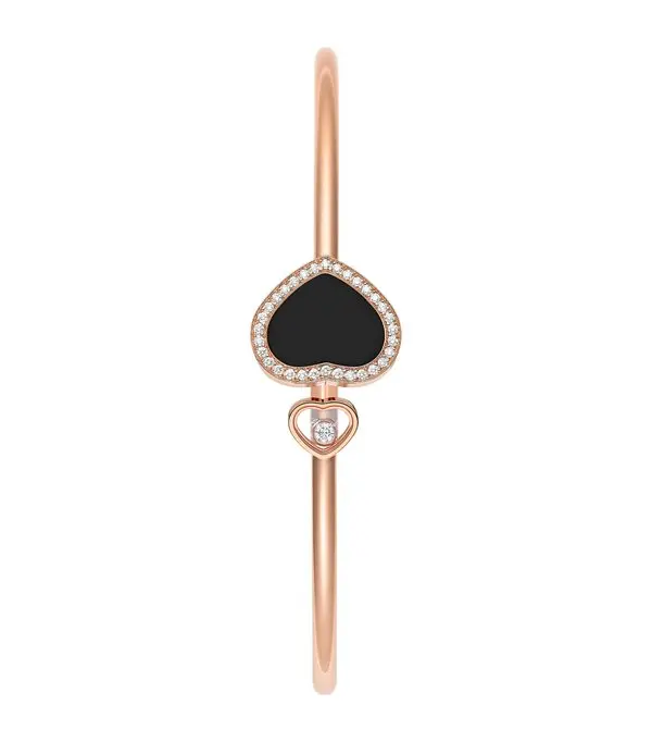 Chopard Diamond And Onyx Happy Diamonds Bangle - Rose Gold